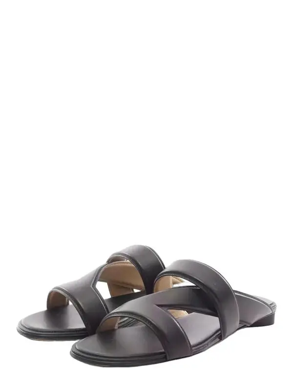 Bottega Veneta 2020s Crossover Leather Flat Sandals - Black