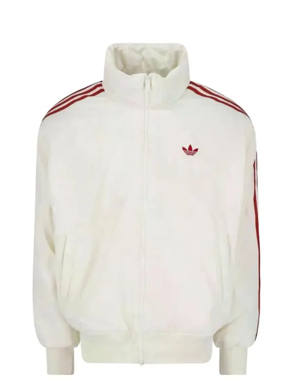 Adidas Logo-embroidered Stripe-detail Sweatshirt - Neutrals