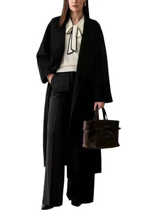 Luisa Spagnoli Stenografo Belted Shawl-collar Coat - Black