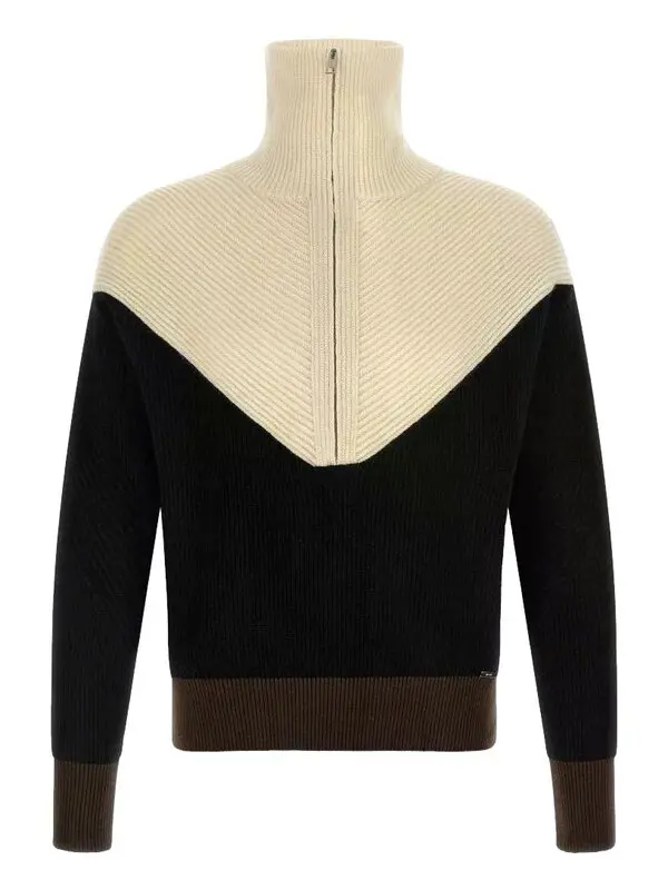 Kiton Color-block Ribbed-knit Sweater - Black