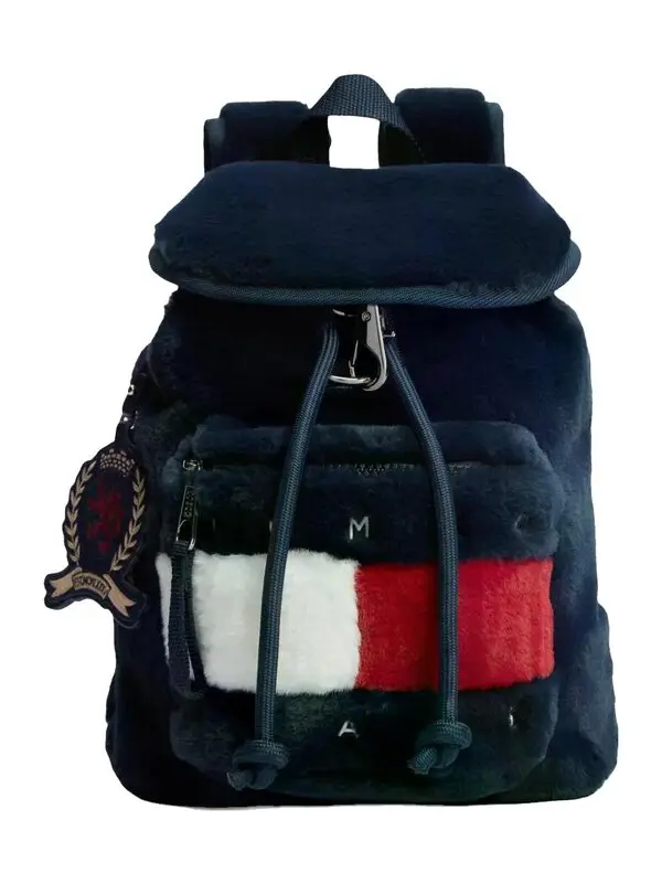 Tommy Hilfiger Faux-fur Logo-patch Backpack - Blue