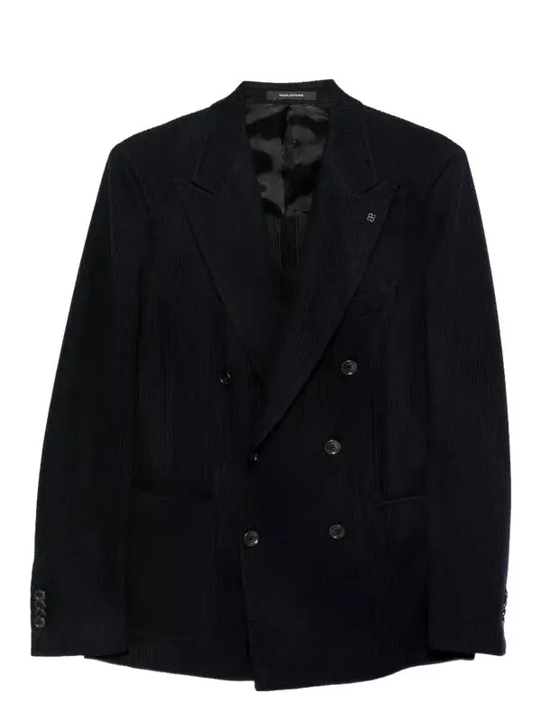 Tagliatore Double-breasted Ribbed Blazer - Blue