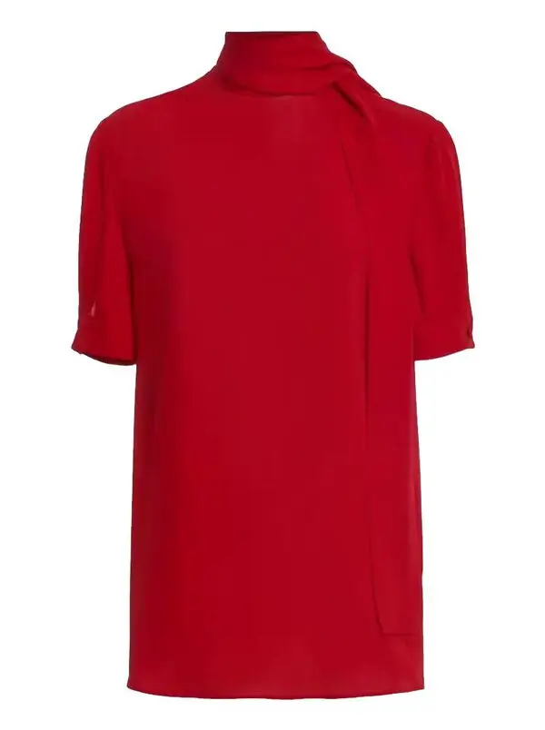 Valentino Garavani Bow-detail Silk-georgette Blouse - Red