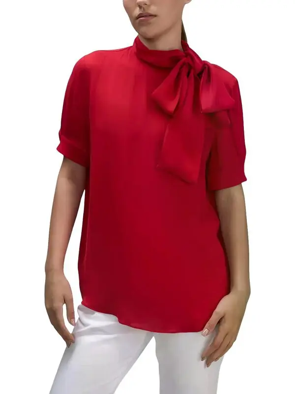 Valentino Garavani Bow-detail Silk-georgette Blouse - Red