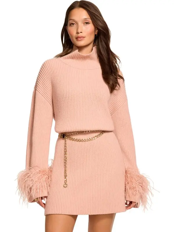 Ramy Brook Kay Embellished Sweater Mini Dress - Blush