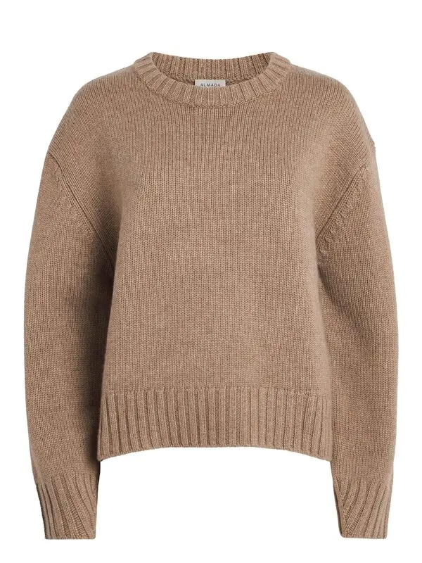 Almada Label Wool-cashmere Crew-neck Sweater - Brown