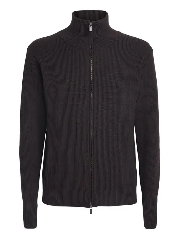 Barena Venezia Virgin Wool Rib-knit Zip-up Cardigan - Brown
