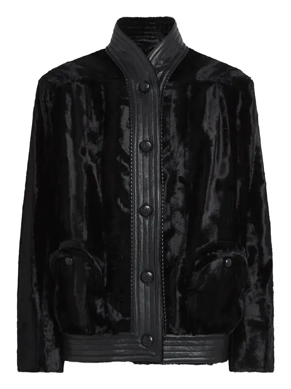 BLAZÉ MILANO Faux Fur Coiba Bomber Jacket - Black