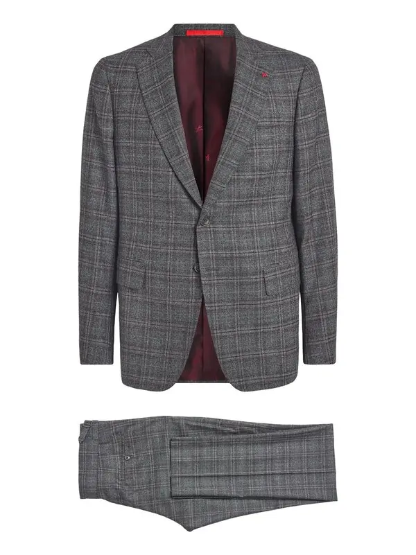 Isaia Wool Check Capri 2-piece Suit - Grey