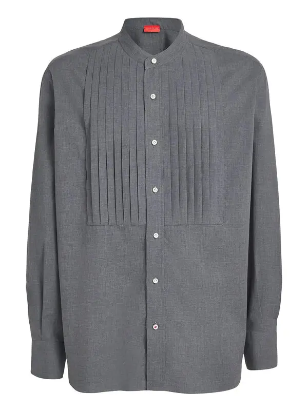 Isaia Cotton Plisse Sport Shirt - Grey