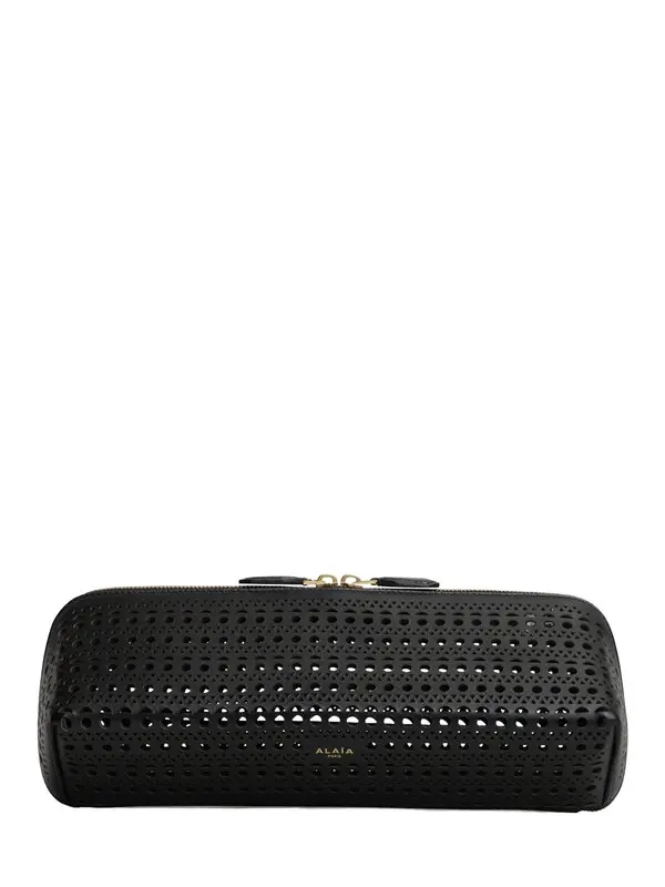 Alaïa Leather Perforated Delta Clutch Bag - Black