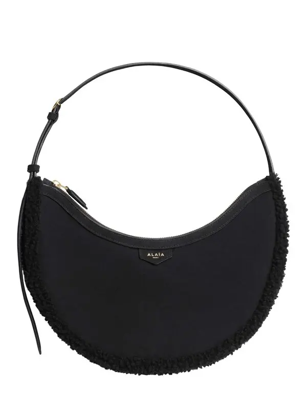 Alaïa Small Shearling One Piece Demi Lune Shoulder Bag - Black