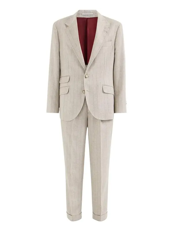 Brunello Cucinelli Cashmere-silk Stripe Two-piece Suit - Grey