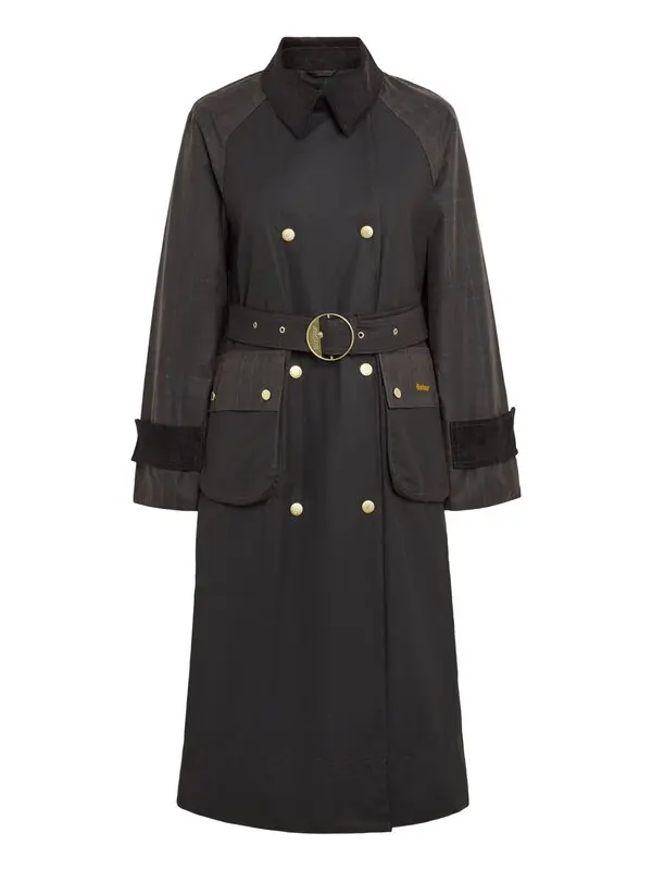 Barbour Waxed Cotton Elva Trench Coat - Brown
