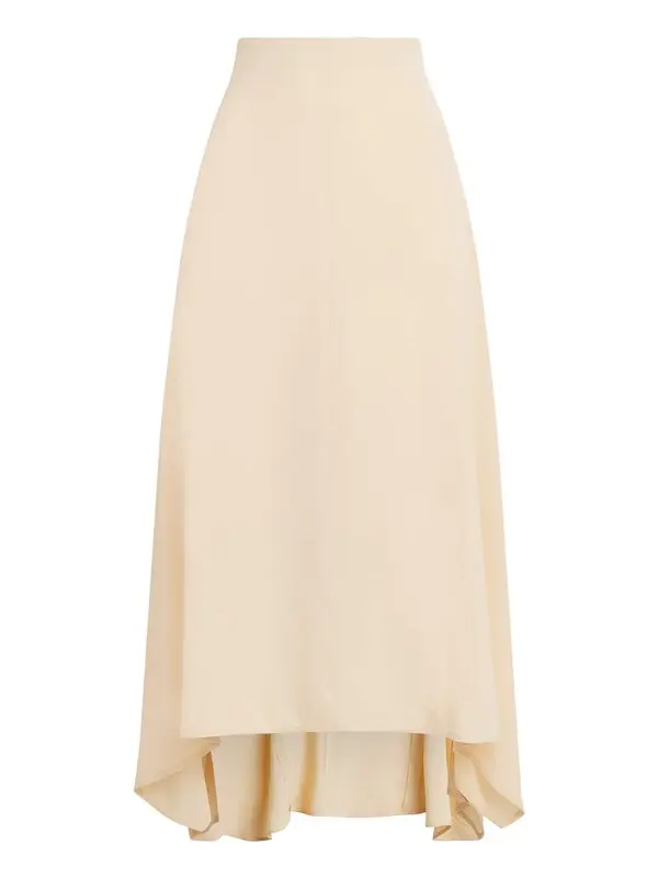 AMI Paris Cotton-linen Godet Midi Skirt - Ivory