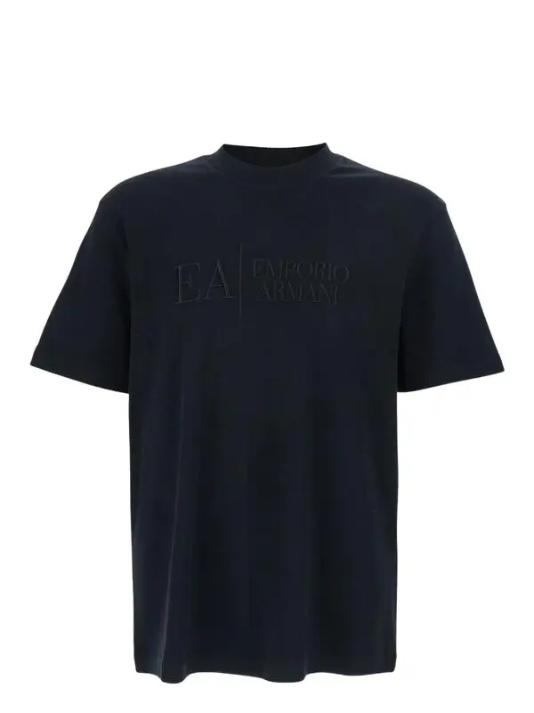 Emporio Armani Logo Embroidered Crewneck T-shirt - Black