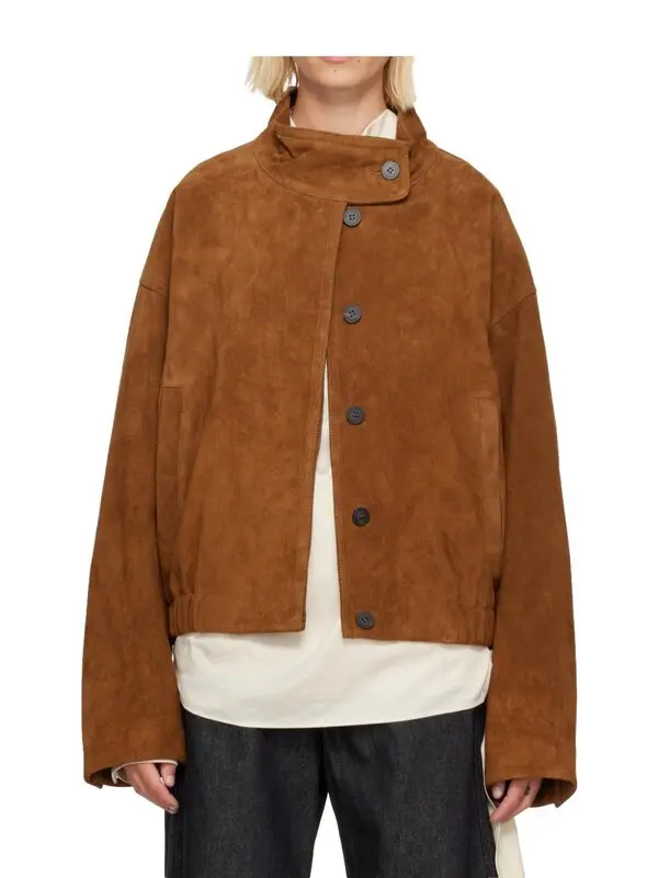 LE17SEPTEMBRE Suede Jacket With Funnel Neck - Camel