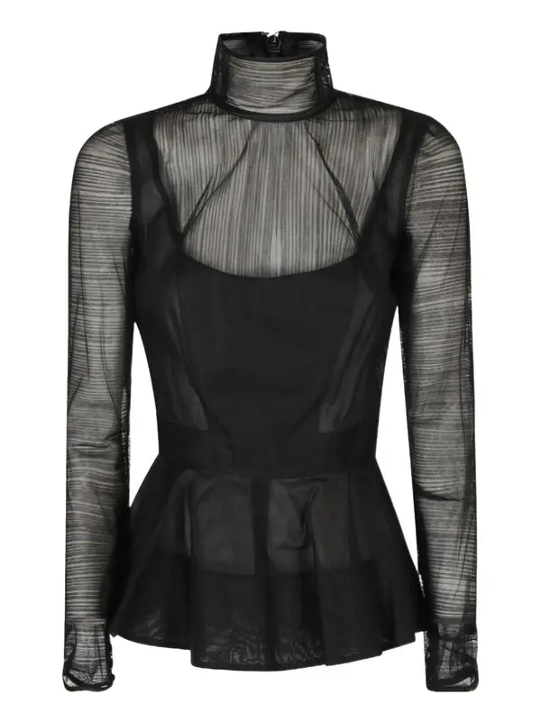 Elisabetta Franchi High-neck Semi-sheer Blouse - Black