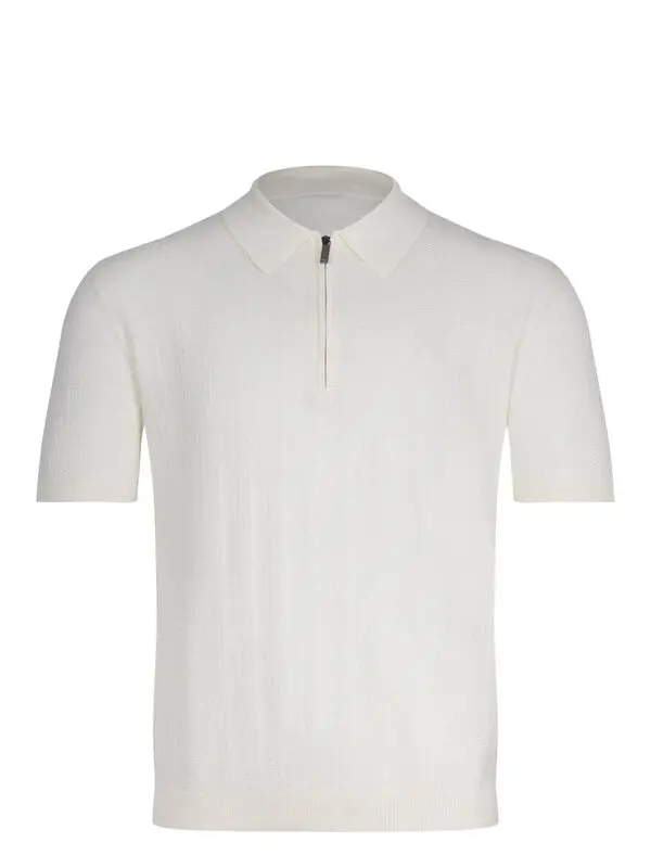 Emporio Armani Half-zipped Short-sleeved Knitted Polo Shirt - Beige