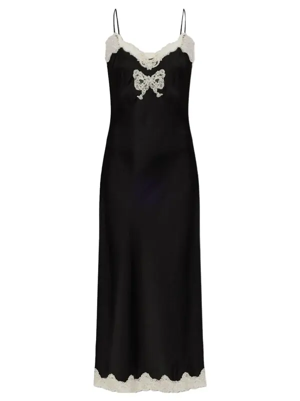 LoveShackFancy Lomira Lace-trim Slip Dress - Black