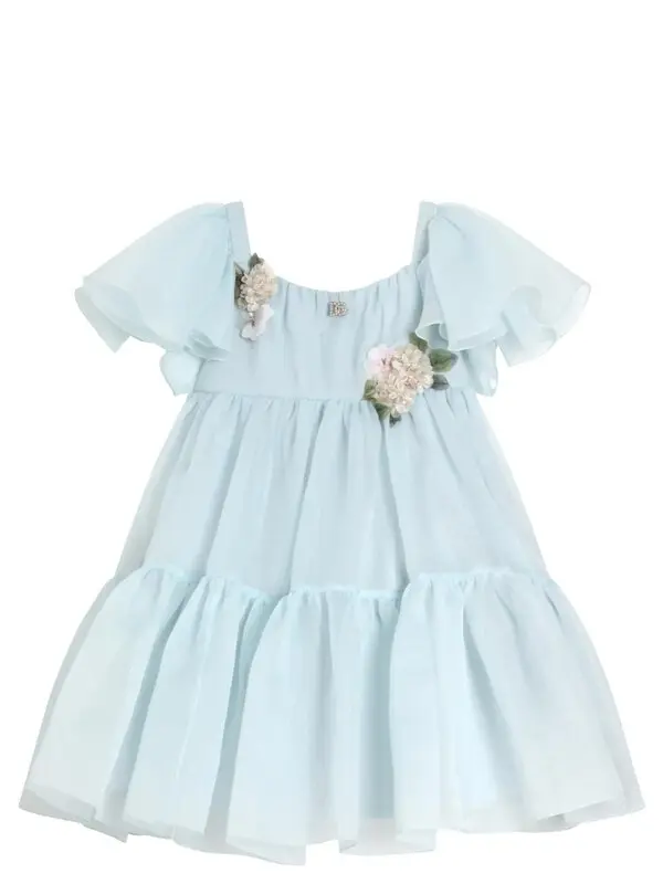 Dolce & Gabbana Ruffled Floral Dress - Light Blue