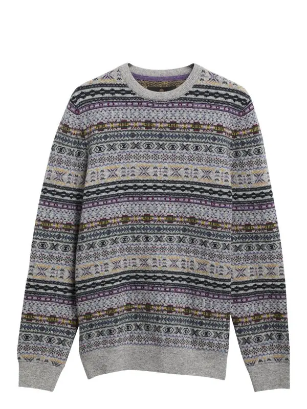 Barbour Fair Isle Crew Neck Knit Sweater - Grey
