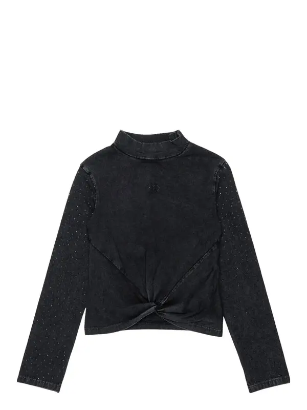 DIESEL® Rhinestone-embellished Twist-detail T-shirt - Black