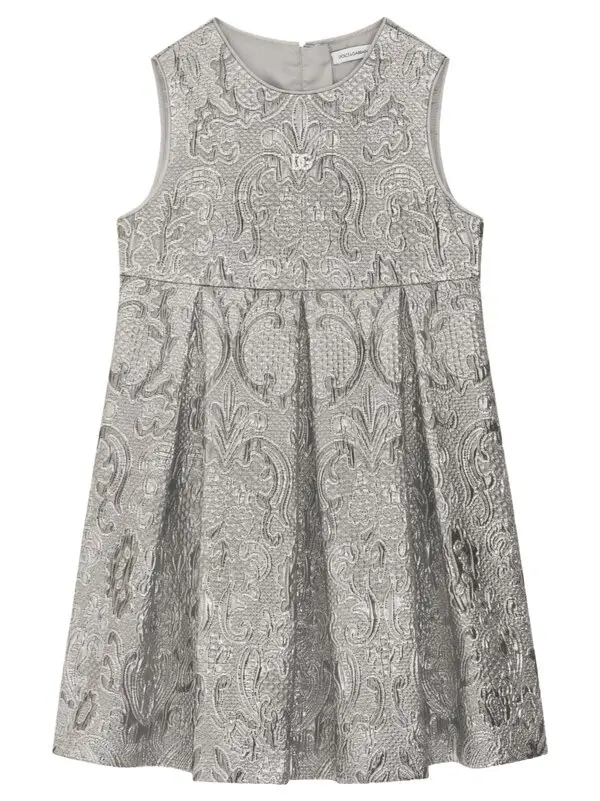 Dolce & Gabbana Jacquard Sleeveless Dress - Silver