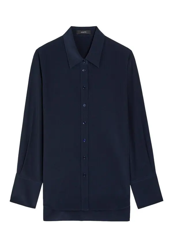 JOSEPH Pointed Collar Long-sleeved Shirt - Navy Blue