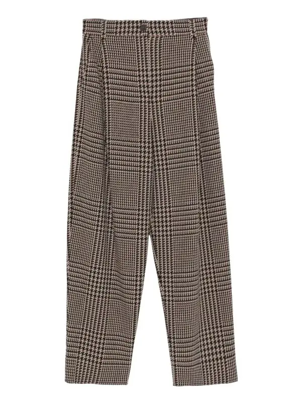 Emporio Armani Prince Of Wales Check Pleated Trousers - Gray