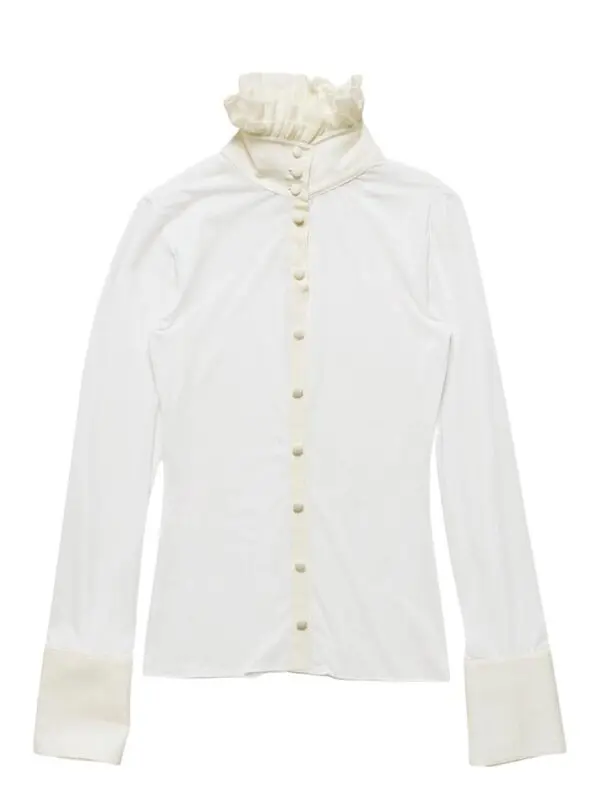 Acne Studios High Neck Ruffled Shirt - White