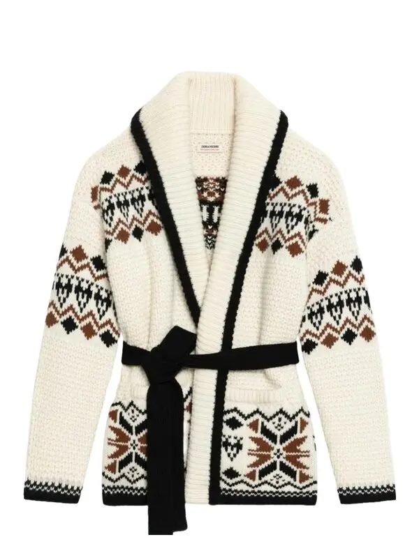 Zadig&Voltaire Voltaire Erra Belted Patterned Cardigan - Vanilla