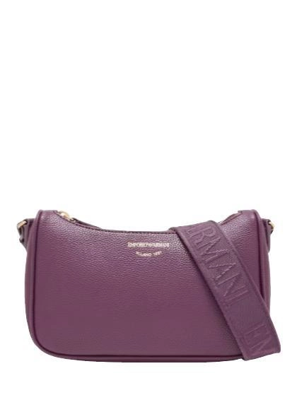 Emporio Armani Pebbled Shoulder Bag With A Zip Closure And Adjustable Strap - Purple