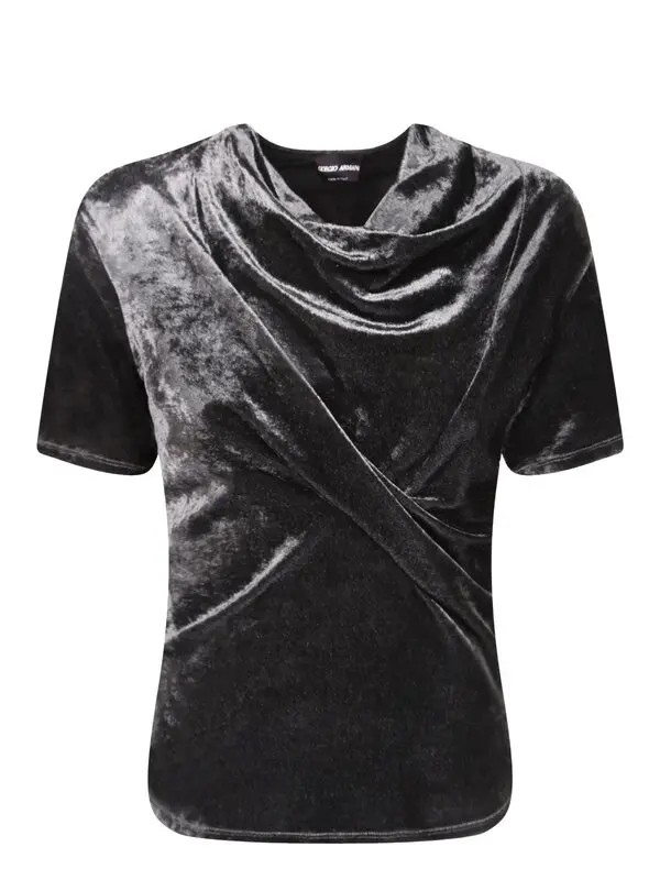 Giorgio Armani Draped Velvet Short-sleeve Top - Grey