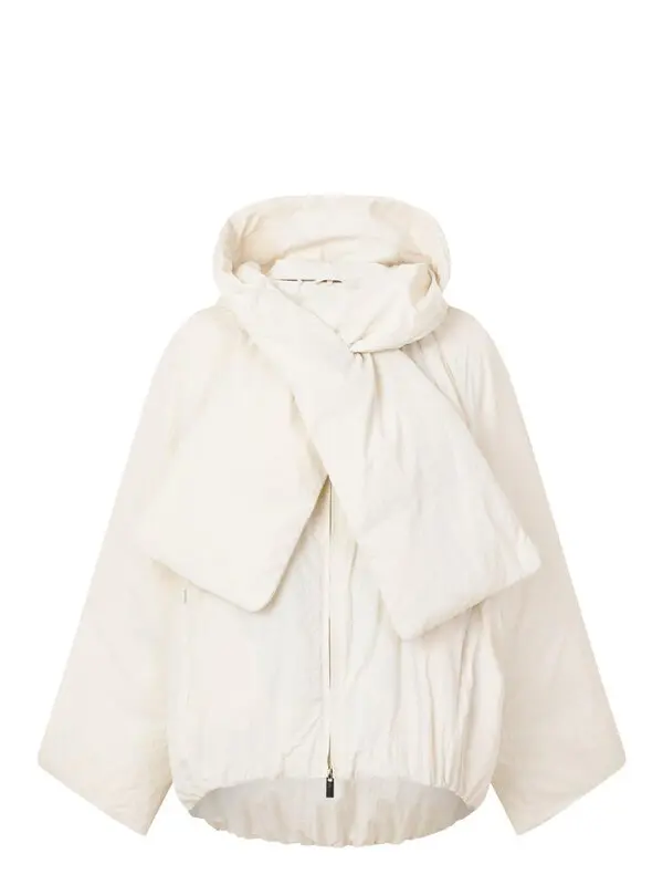 Marella Zip-up Hooded Casual Jacket - Cream