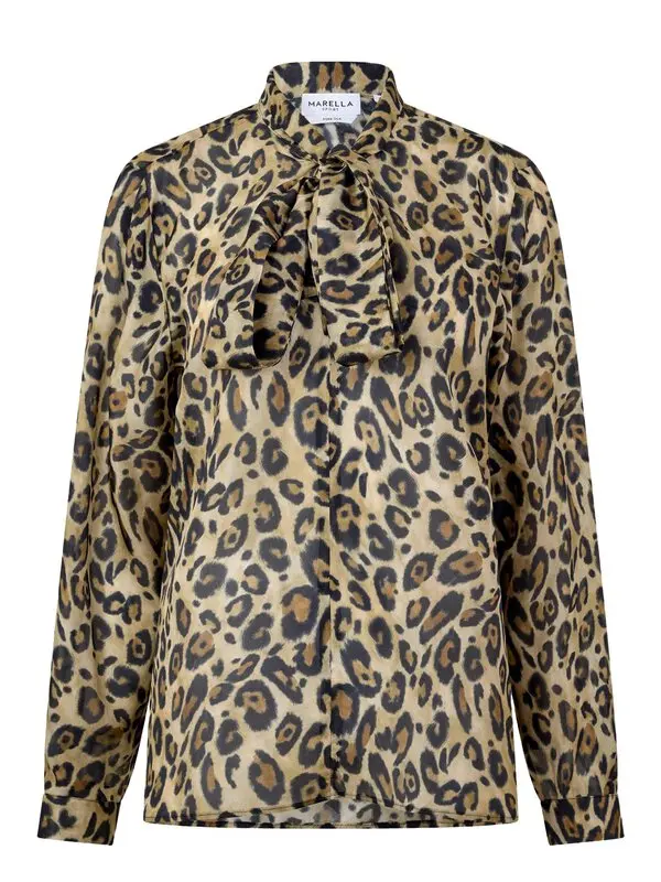 Marella Long-sleeve Blouse With Animal Print And Bow Detail - No