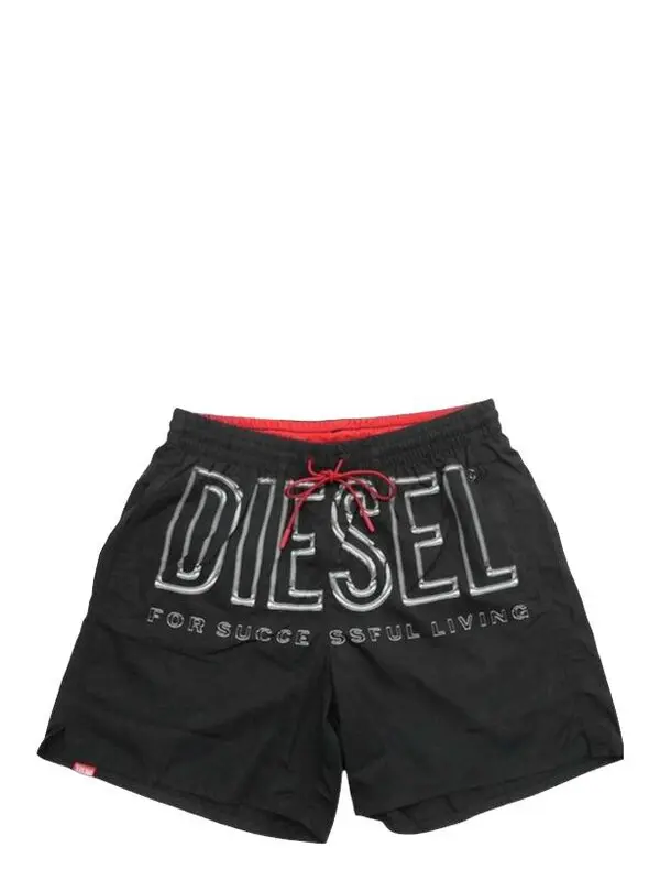 DIESEL® Logo Drawstring Swim Shorts - Black