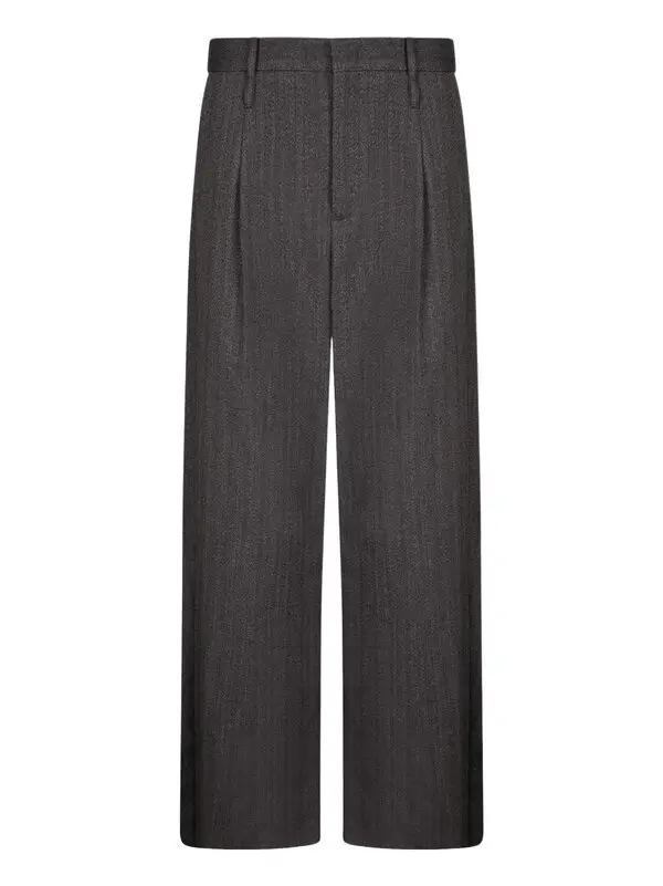 Emporio Armani Pinstripe Wide Leg Pants - Black