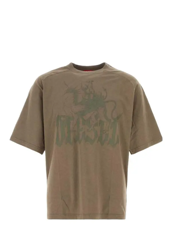 DIESEL® T-jussi-a Printed Crewneck T-shirt - Mud