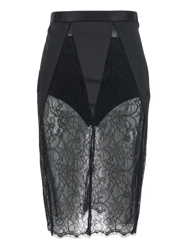 Elisabetta Franchi Lace Panel Pencil Skirt - Black