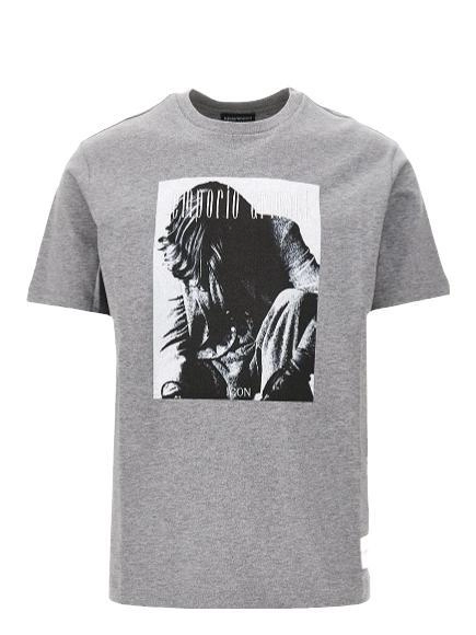 Emporio Armani Graphic Printed Crewneck T-shirt - Grey