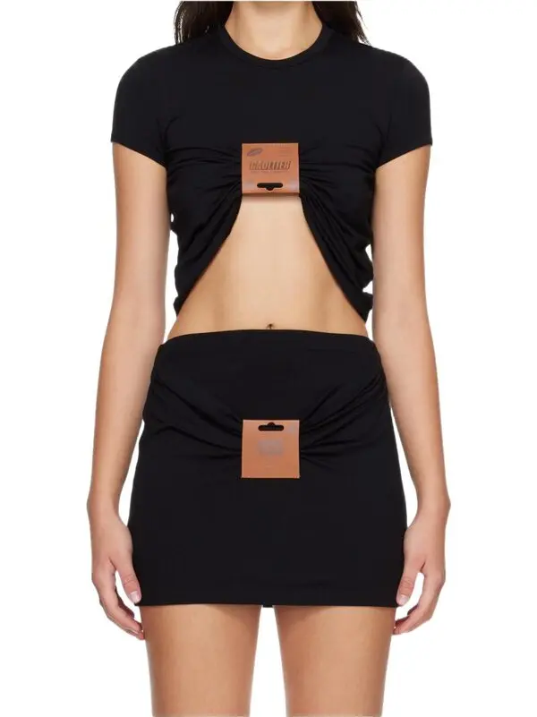 JEAN PAUL GAULTIER Ruched Logo Patch T-shirt - Black