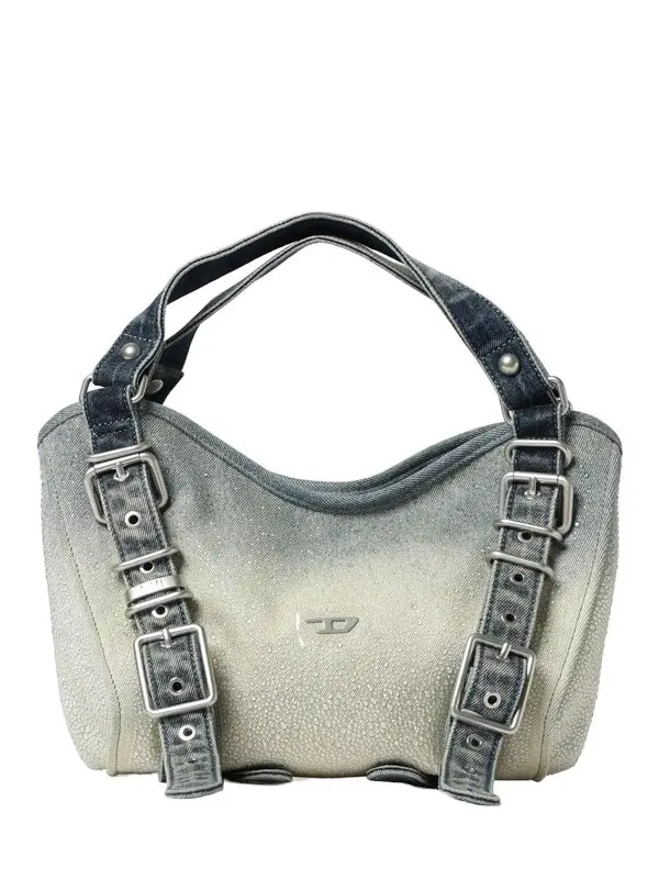 DIESEL® D-one Bleached Denim Handbag With Oval D Logo And Crystals - Blue