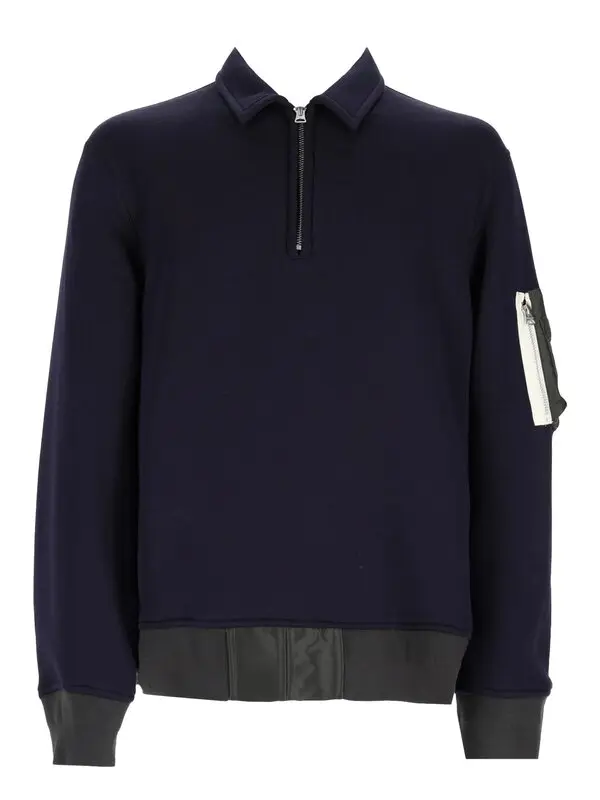Sacai Polo In Spugna Di Cotone - Blue