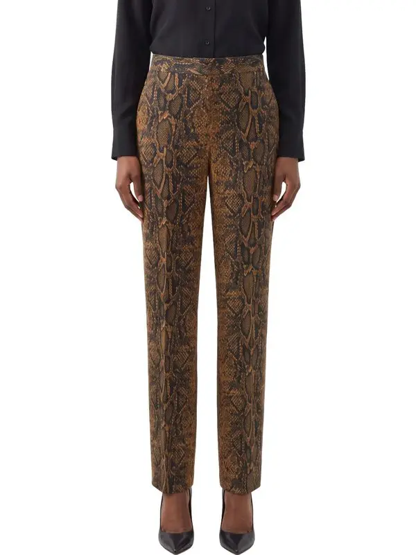 TWINSET High-waisted Skinny Trousers In Viscose With Python Print - Black