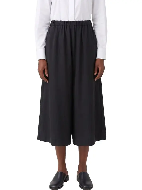 Comme Des Garçons Wool Wide-leg Trousers With High Elasticated Waist - Black