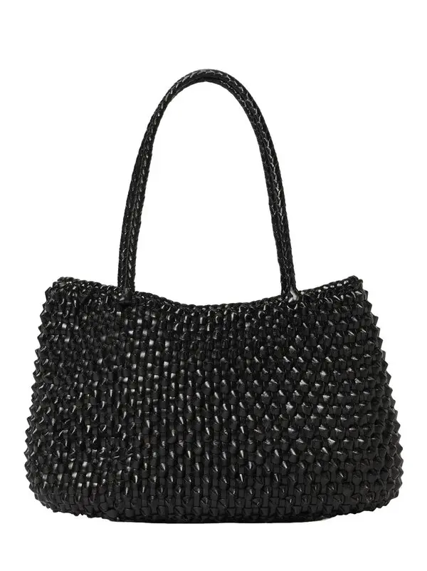 Dragon Diffusion S. Croce Cactus Hand-woven Leather Shoulder Bag - Black