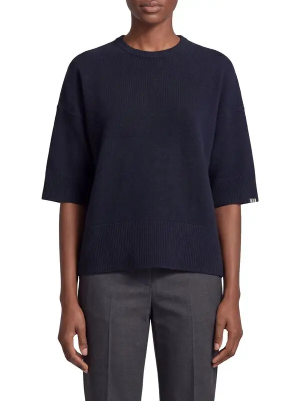 Extreme Cashmere Short-sleeved 100% Cashmere Crewneck Jumper - Blue