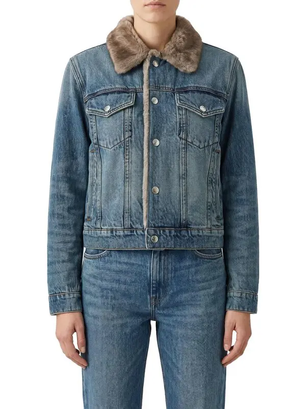 DENIM X ALEXANDER WANG Denim Jacket With Faux Fur Lining - Blue
