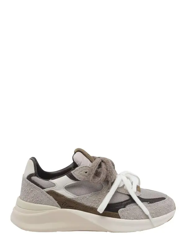 D.a.t.e. Musa Suede And Mesh Low-top Trainers With An Embossed Logo - Beige